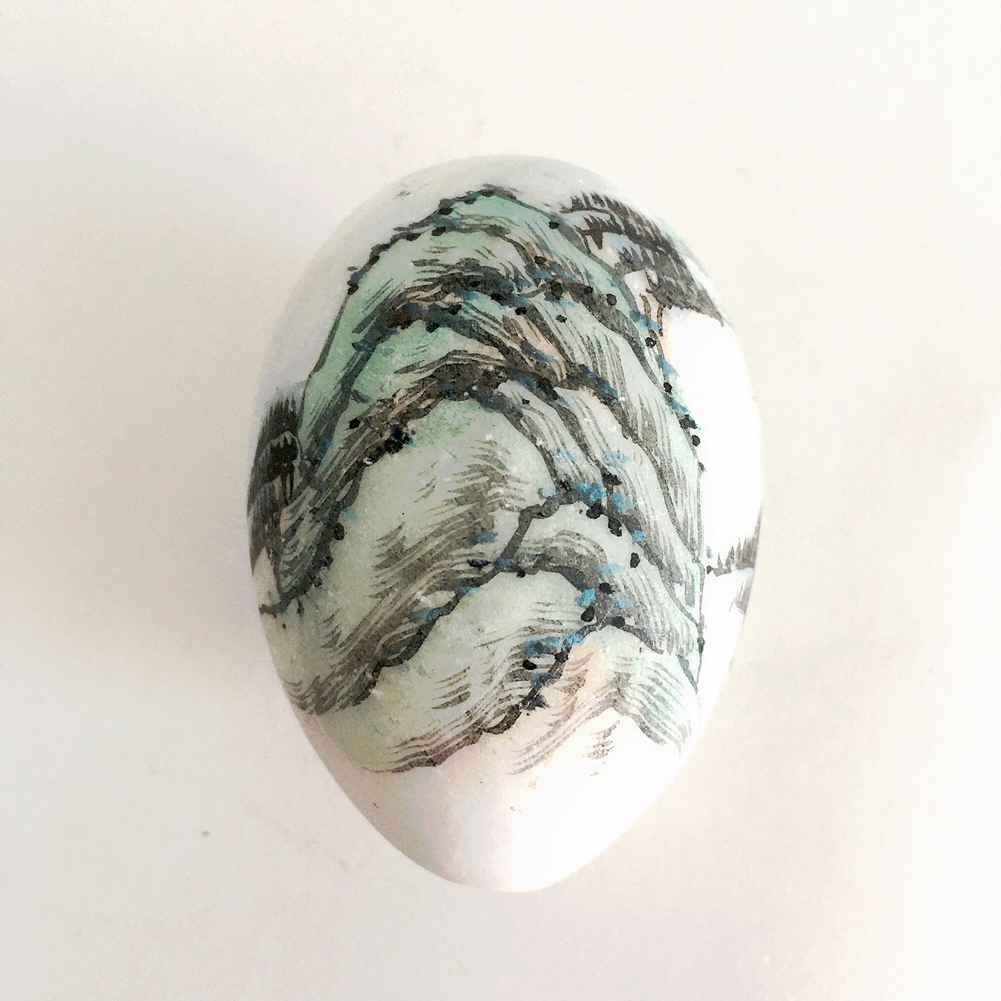 Natural White Stone Egg Hand Painted Asian Landscape Scene - Etsy