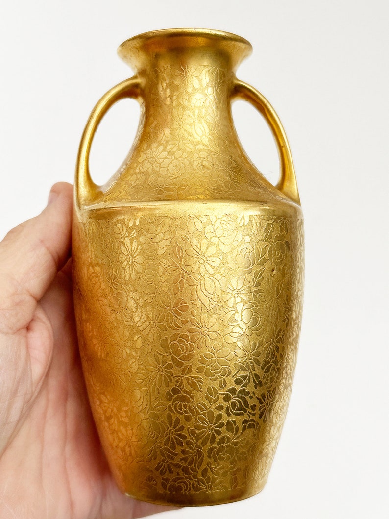 Vintage Pickard Floral Gold Etched Daisy & Rose Overlay RS Germany Gold ...