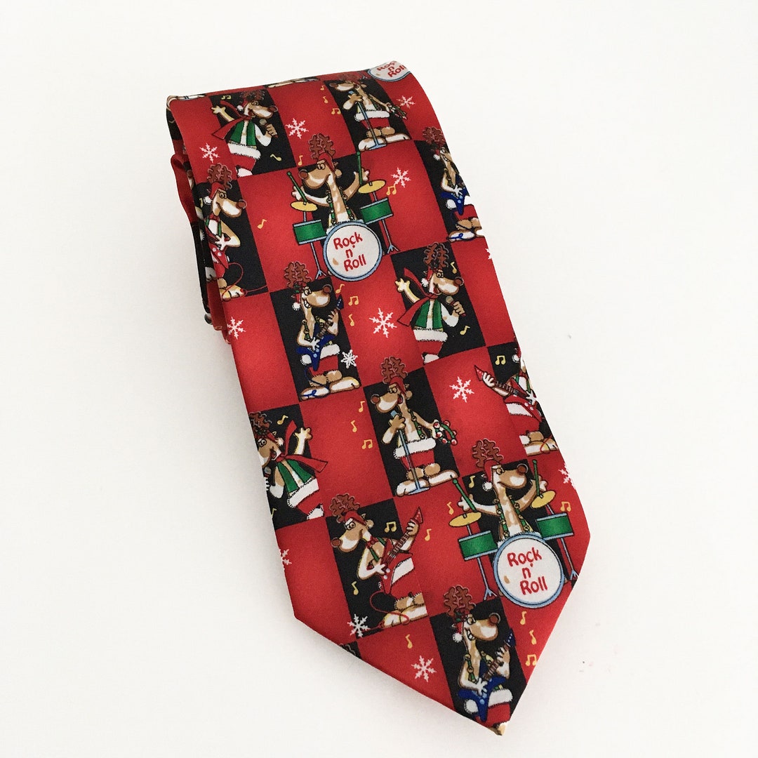 Vintage Men’s Tie Reindeer Rock N' Roll Christmas Hallmark Yule Tide ...