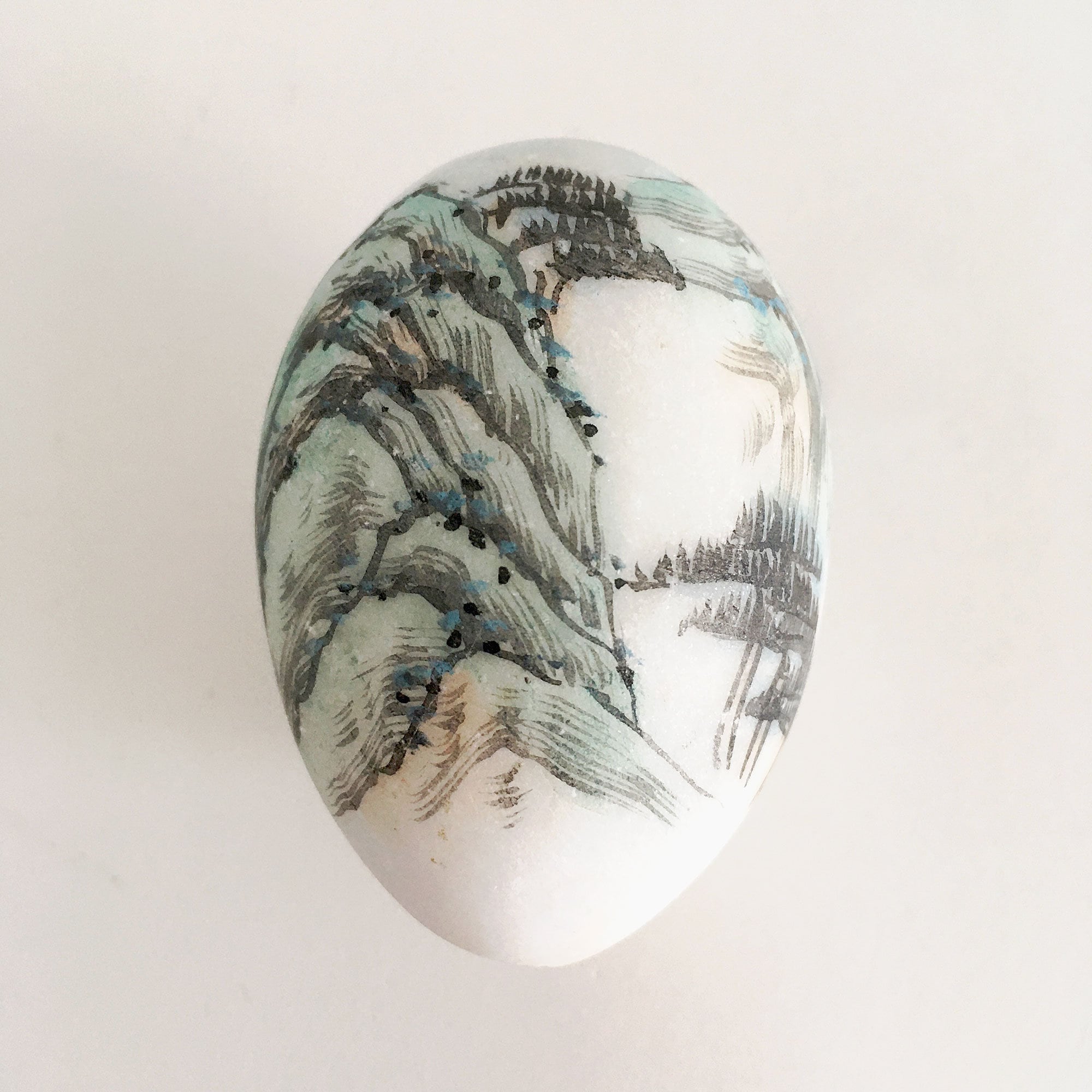 Natural White Stone Egg Hand Painted Asian Landscape Scene - Etsy