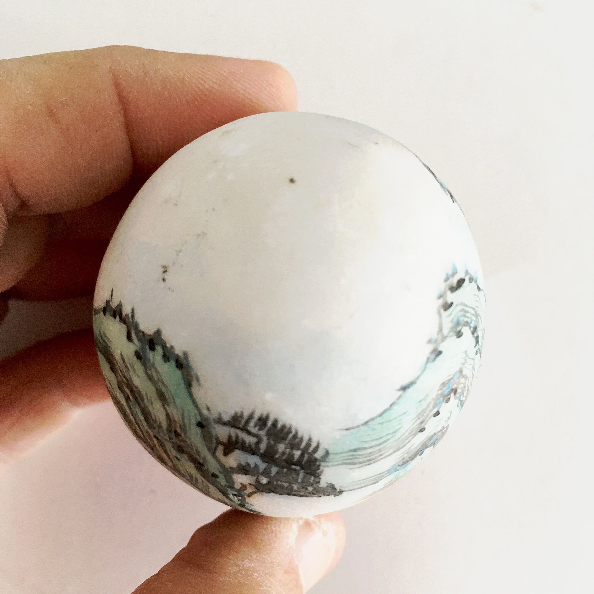 Natural White Stone Egg Hand Painted Asian Landscape Scene - Etsy