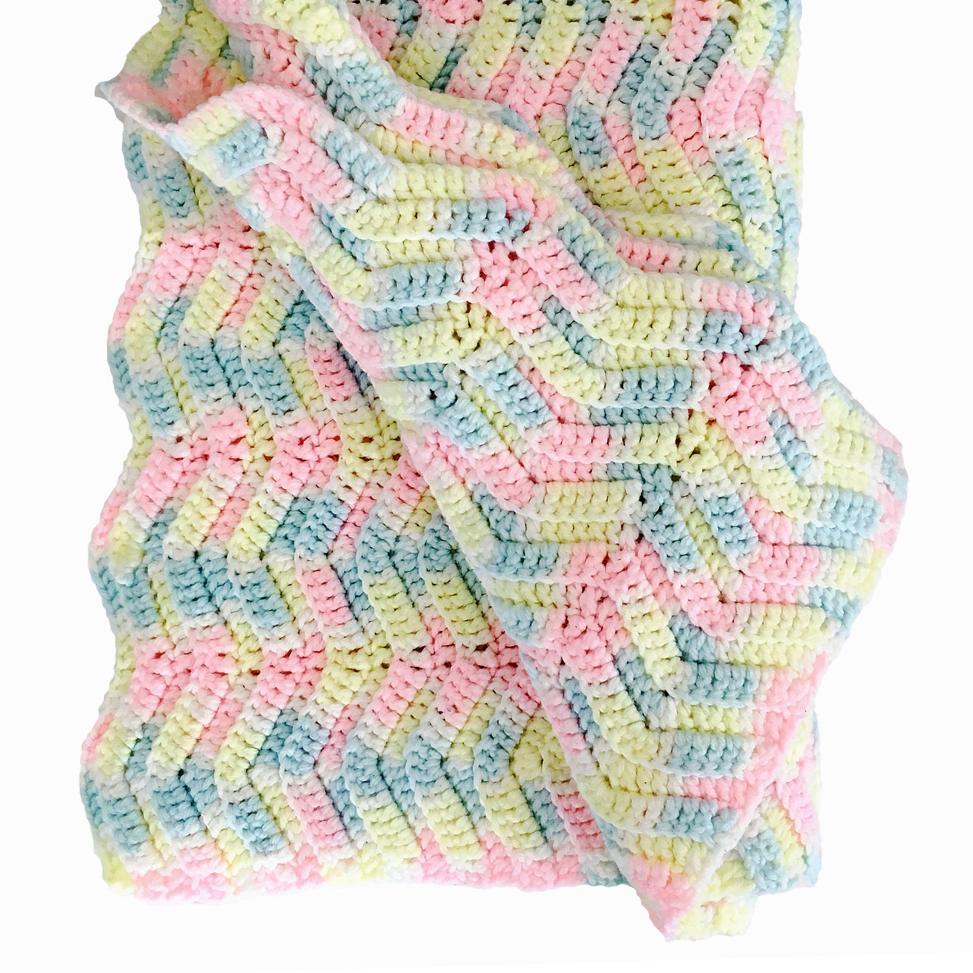 Vintage Handmade Pastel Crocheted Baby Blanket Multi-colored Afghan ...
