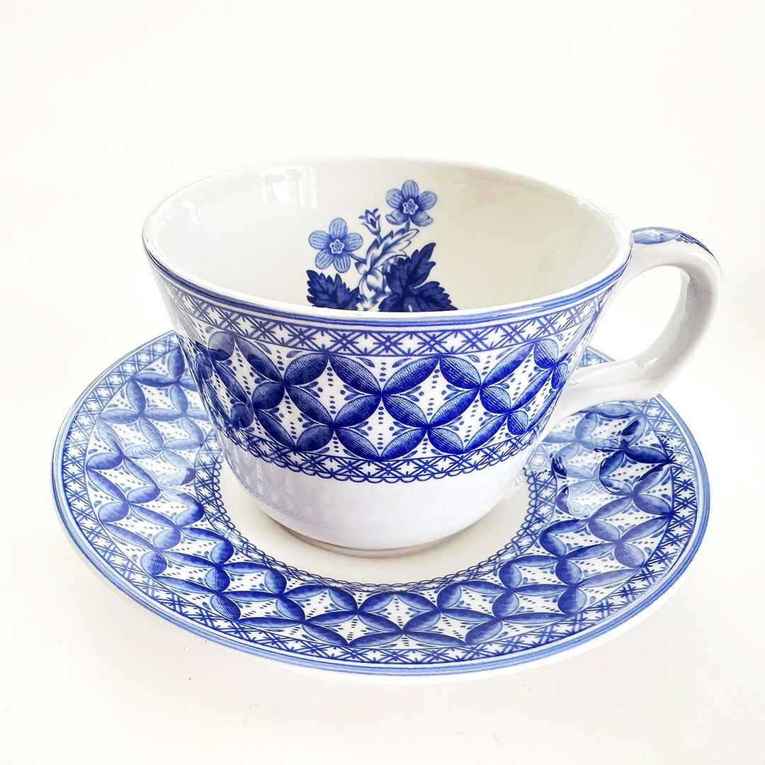 Spode Blue Room Collection Geranium Blue Teacup and Saucer - Etsy