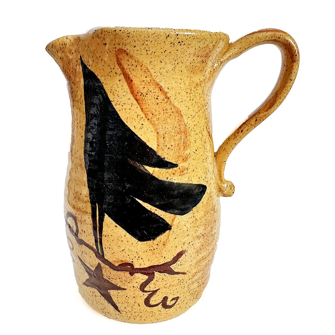 Black Crow Pitcher Liberty Pottery Roscoe Village Stoneware Farmhouse ...