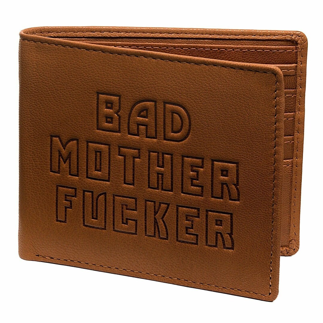 BAD MOTHER FUCKER Real Leather Wallet, - Bad Wallets® Licensed. Tan ...