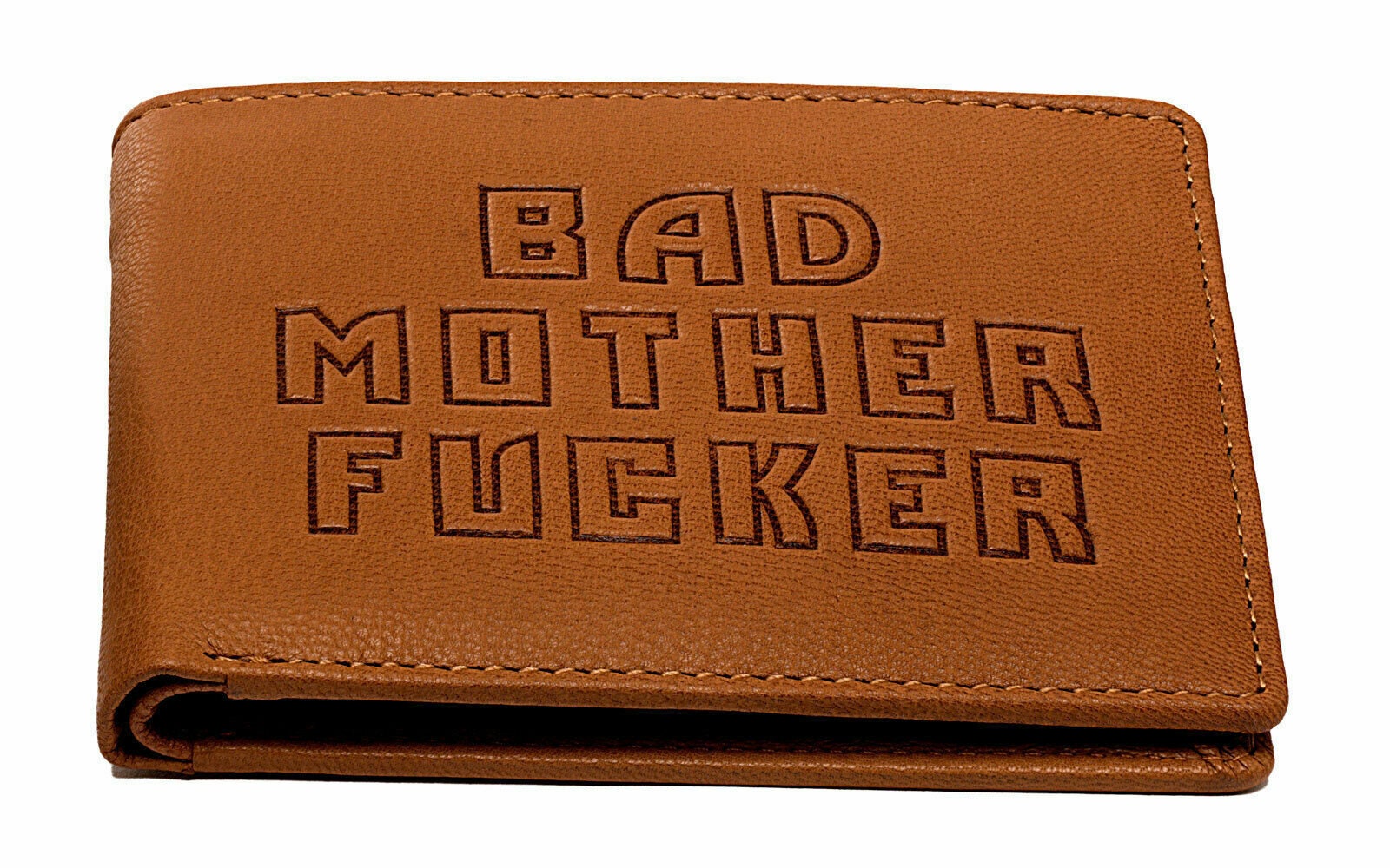 BAD MOTHER FUCKER Real Leather Wallet, - Bad Wallets® Licensed. Tan ...