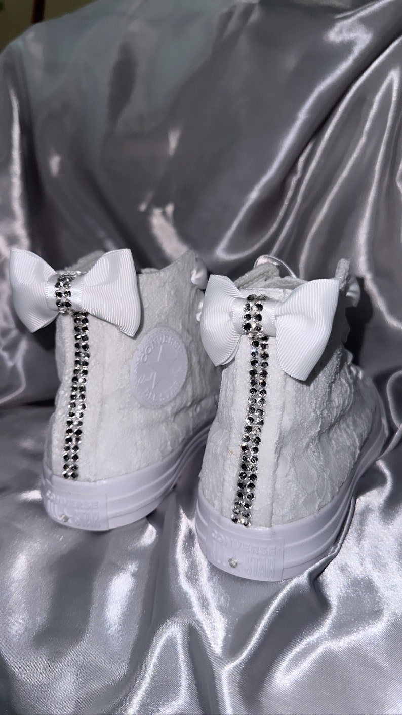 Rhinestone Lace Converse - Etsy