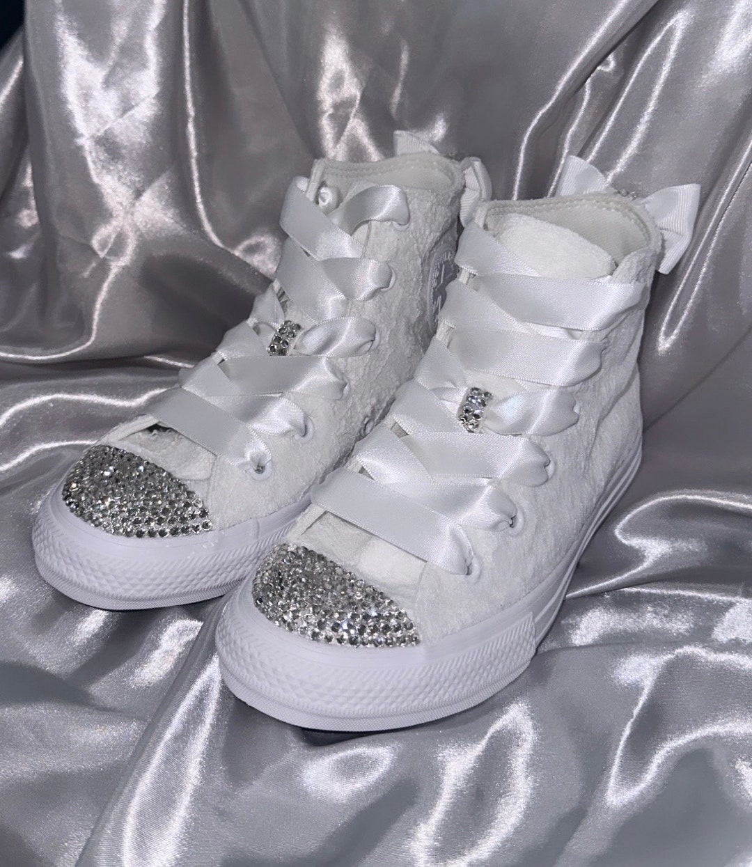Rhinestone Lace Converse - Etsy