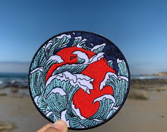 Sea Wave 3.8 Inch Patch Sea Shore,iron on Patch,japanese Embroidered ...