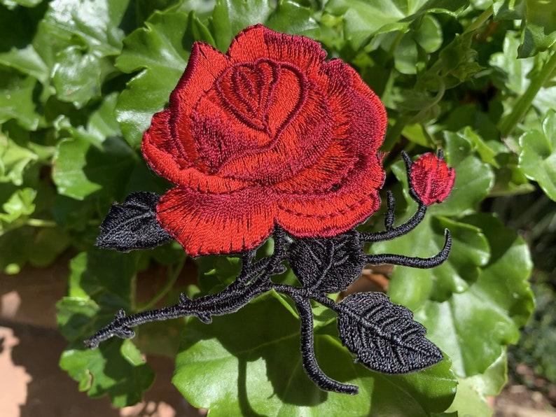 Red Rose Patch Iron on Patch Sew on Patch Embroidery High | Etsy