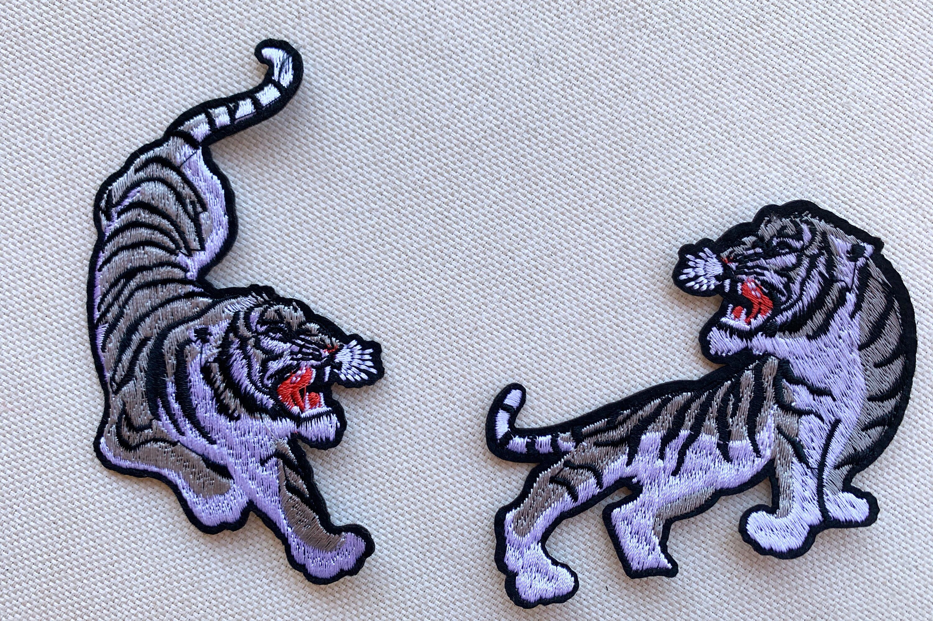 White Tigers 2pcs Pacing Tiger Patch Iron on Patch Tiger | Etsy