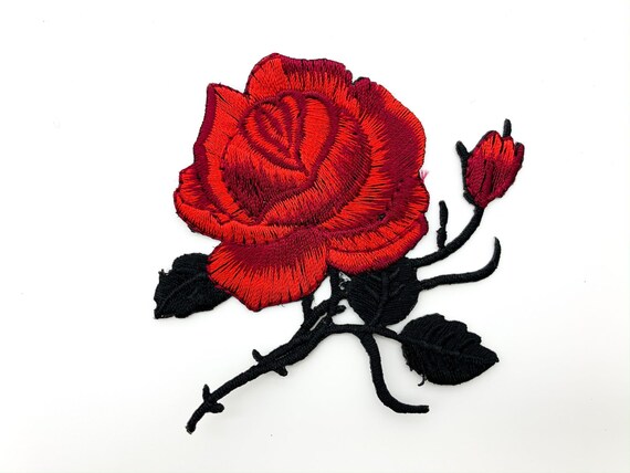 Red Rose Patch Iron on Patch Sew on Patch Embroidery High | Etsy