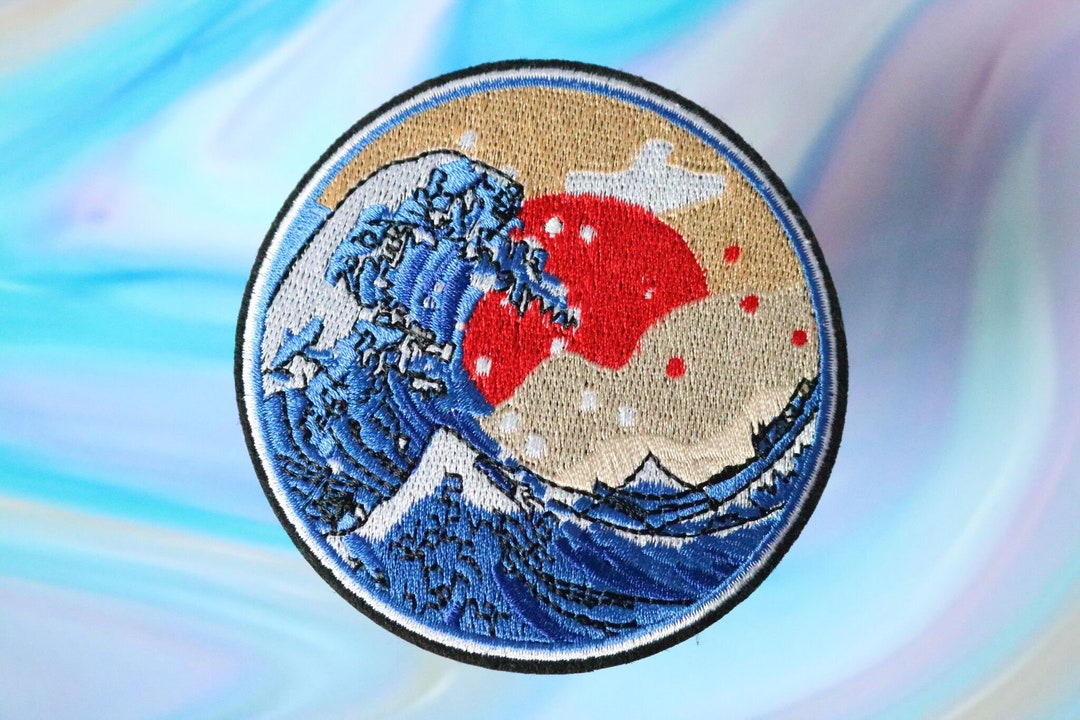 Japanese Sea Wave Patch 3.5 Inch Iron on Patch Embroidery the - Etsy