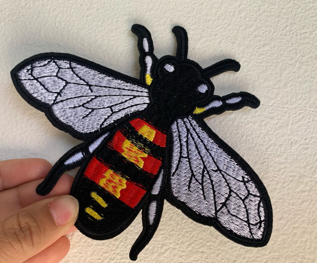 Big Wasp Patch 5.5 Inch Big Silver Wasp Iron on Patch Wasp - Etsy
