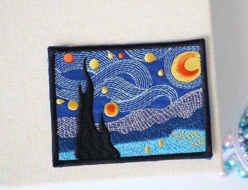 Starry Night Patch Iron on Patch. 3.7 Inch Embroidery Patch - Etsy