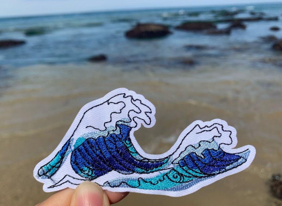 Patch Sea Wave Patch Iron on Patch Blueembroidered Patch - Etsy