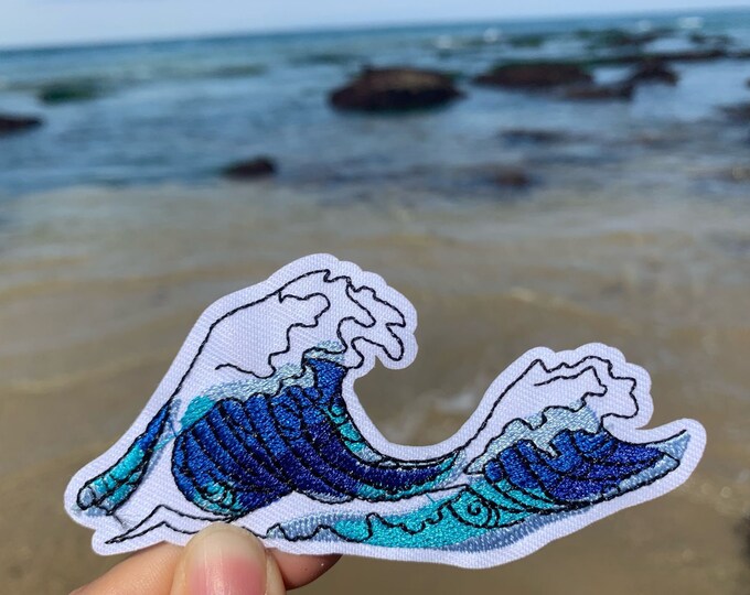 Patch, Sea Wave Patch Iron on Patch, Blue,embroidered Patch Applique ...