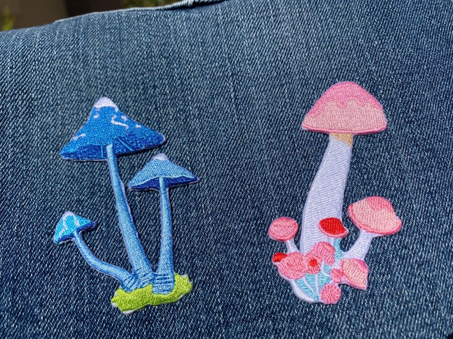 Mushroom Patches Mushroom Iron on Patch Cute Blue - Etsy