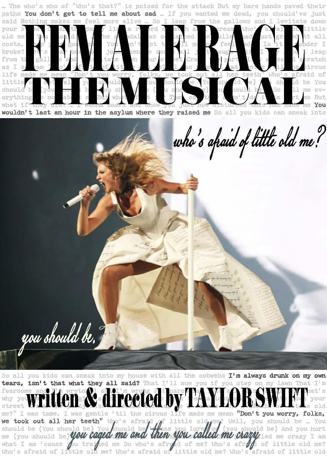 Taylor Swift Female Rage the Musical Poster - Who's Afraid of Little ...