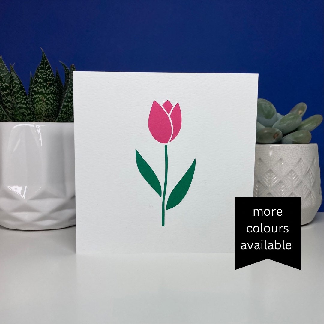 Handmade Papercut Tulip Greeting Card-greeting Card-tulip Flower Card ...
