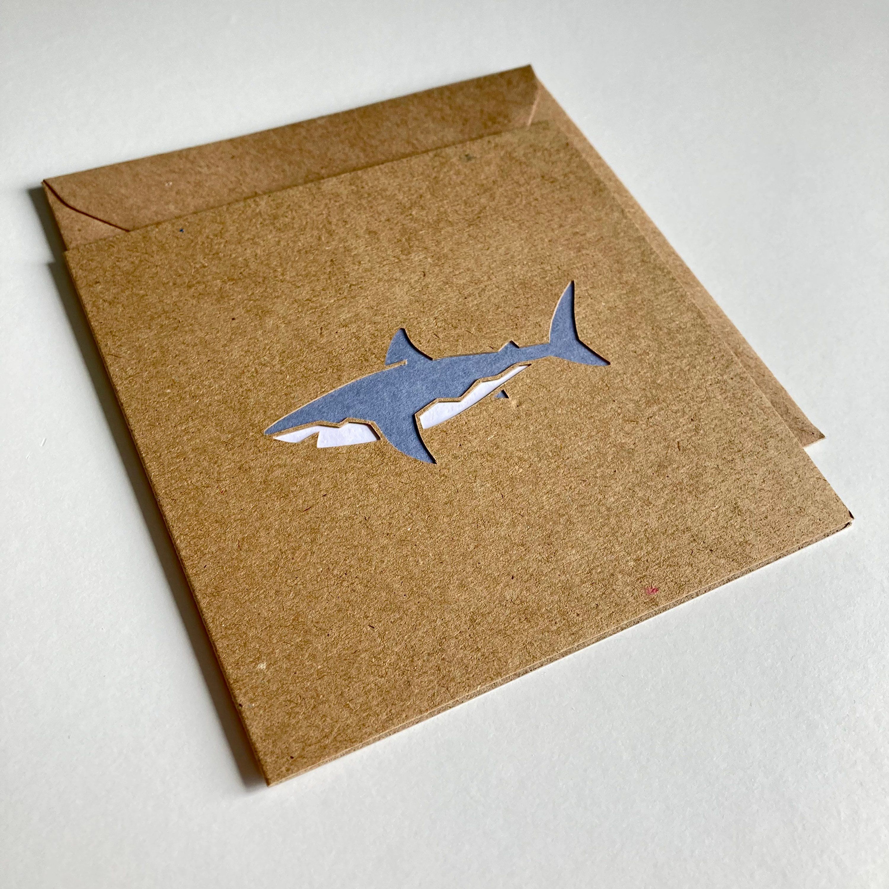 Handmade Papercut Great White Shark Greeting Card-greeting Card-blank ...