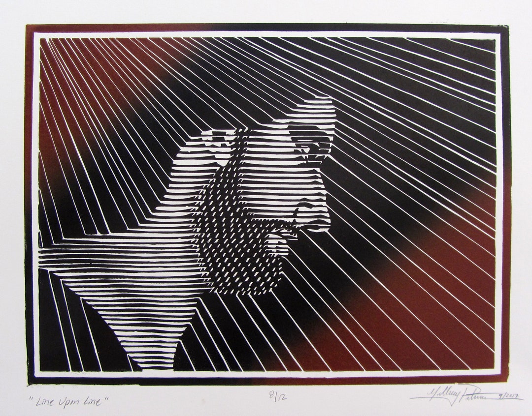 Line Upon Line - Linocut - Etsy