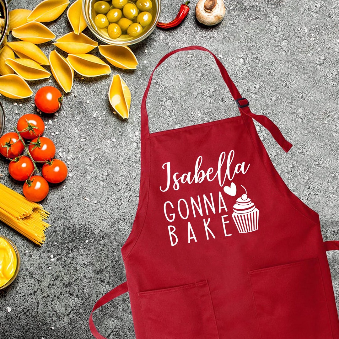Custom Name Gonna Bake Cake Kitchen Apron, Personalized Apron, BBQ ...