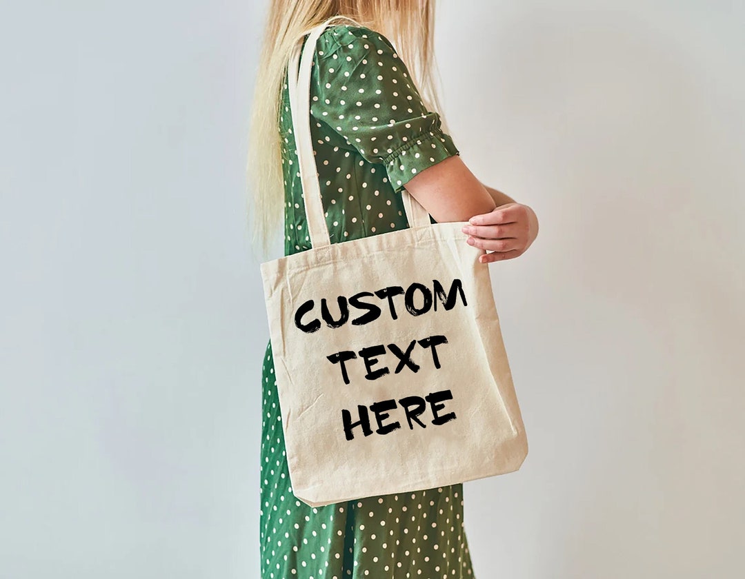 Custom Text Canvas Tote Bag, Custom Tote Bag, Personalized Tote Bag ...