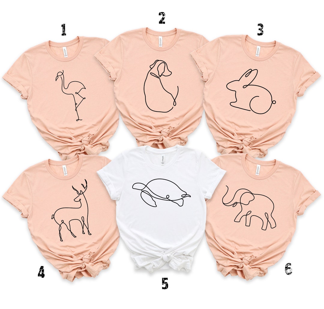 Outline Animals T-shirt, Cute Animals Shirt, Simple Animal Long Sleeve ...