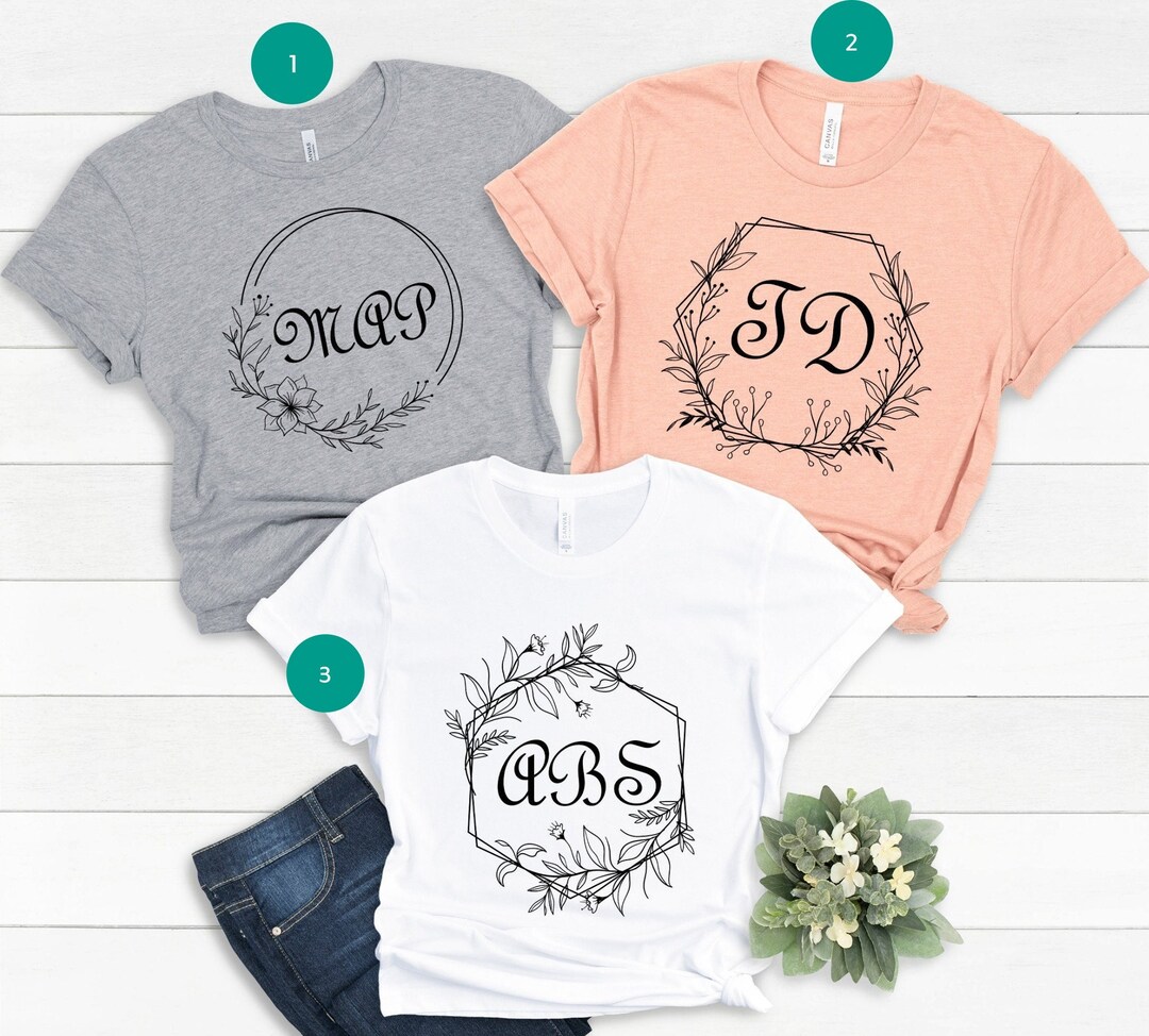 Monogrammed T-shirt, Monogram Gift, Unisex Custom Shirt Long Sleeve ...