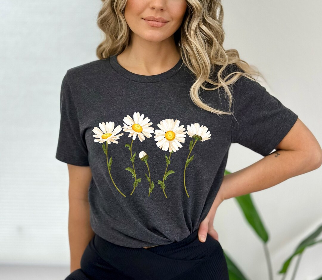 Spring Flowers Tee, Daisy Flower Shirt for Women, Inspirational Shirt ...