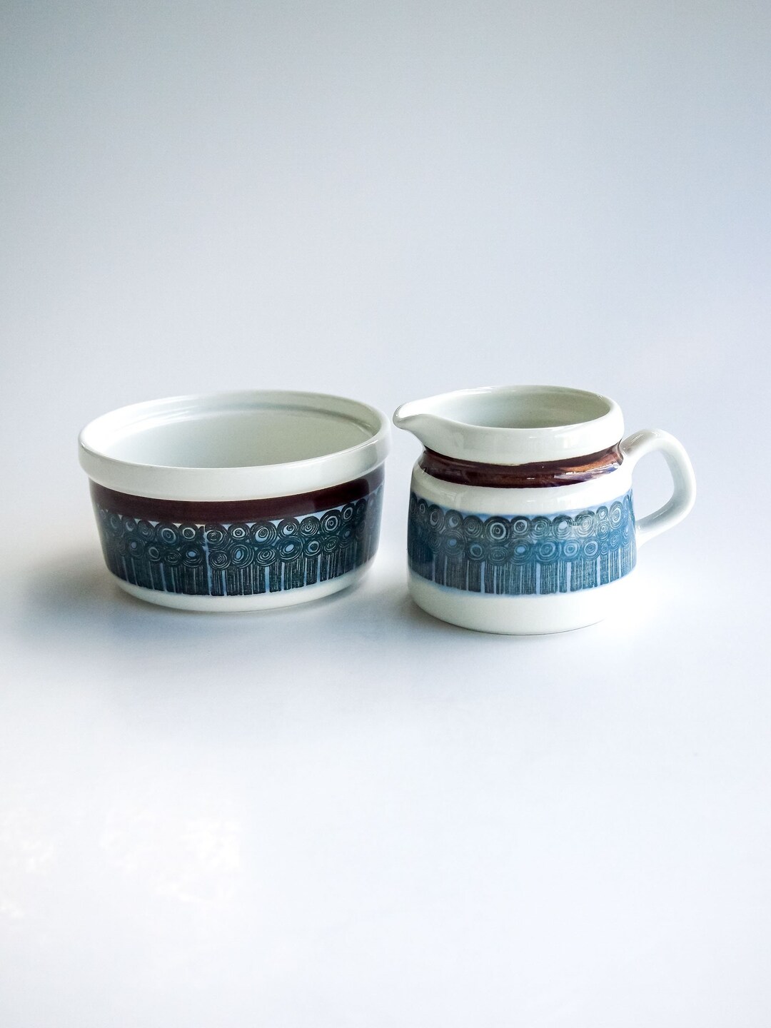 Set of 2 / Rörstrand Sweden AMANDA Sugar Bowl and Creamer Set / Christina Campbell | Vintage ...