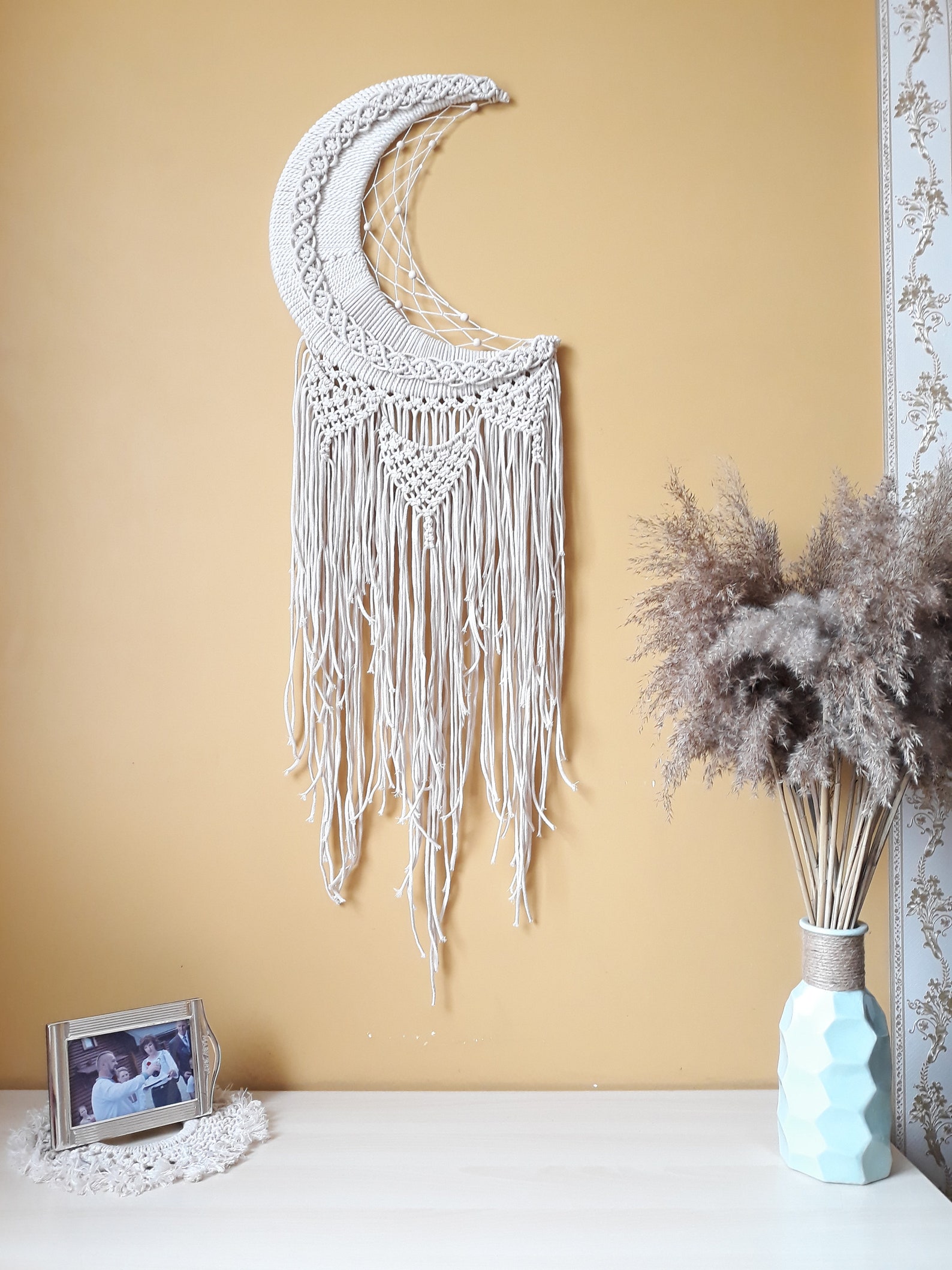 Macrame Crescent Moon 242017/ - Etsy UK
