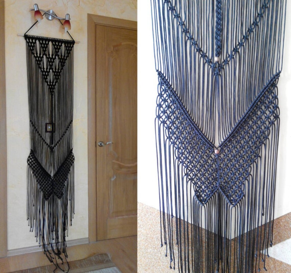 Extra Large Macrame/ Black Macrame/ Modern Woven Decor/ Macrame Wall ...