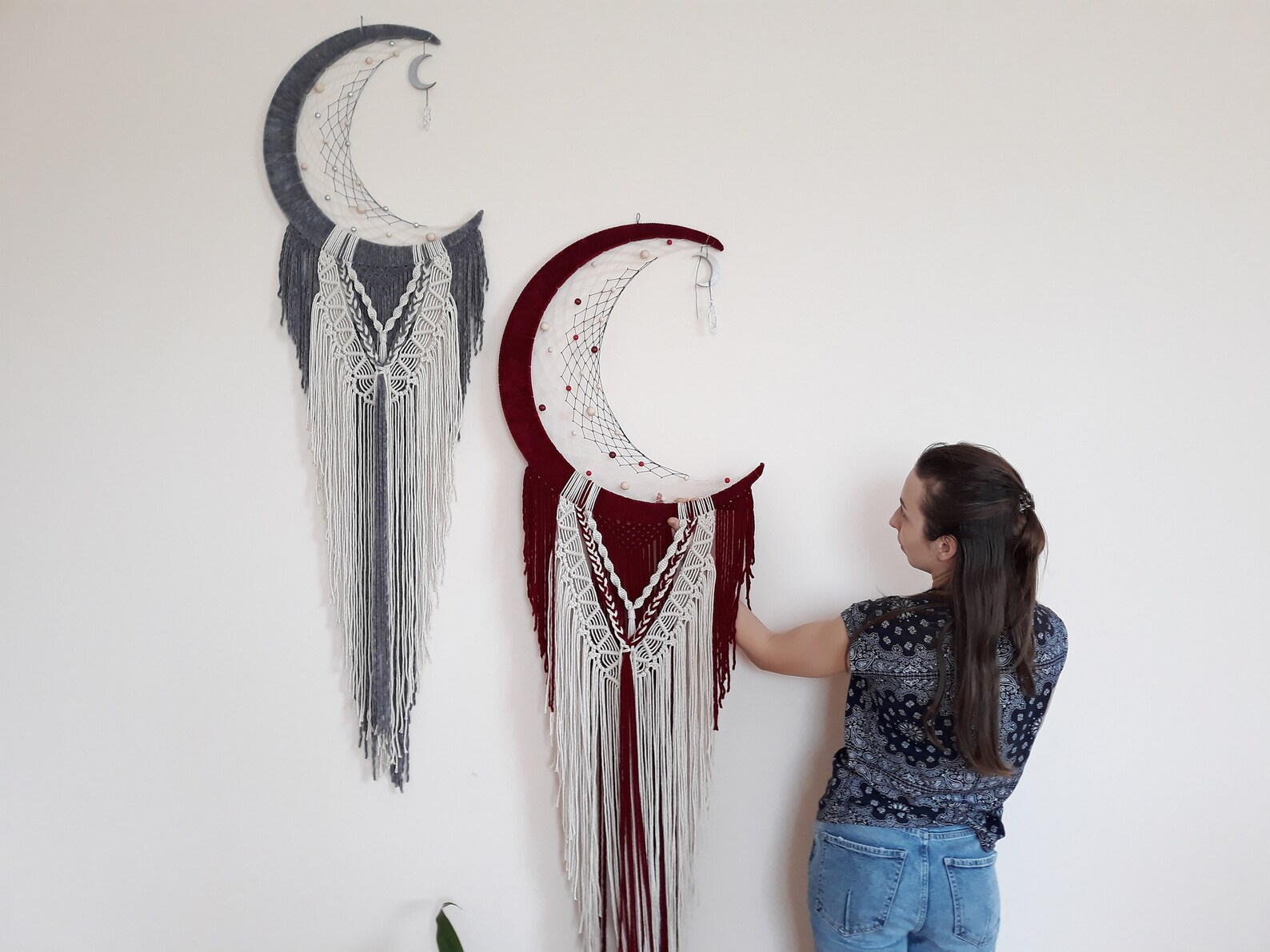 XL Macrame Crescent Moon/ Moon Macrame Wall Hanging/ - Etsy