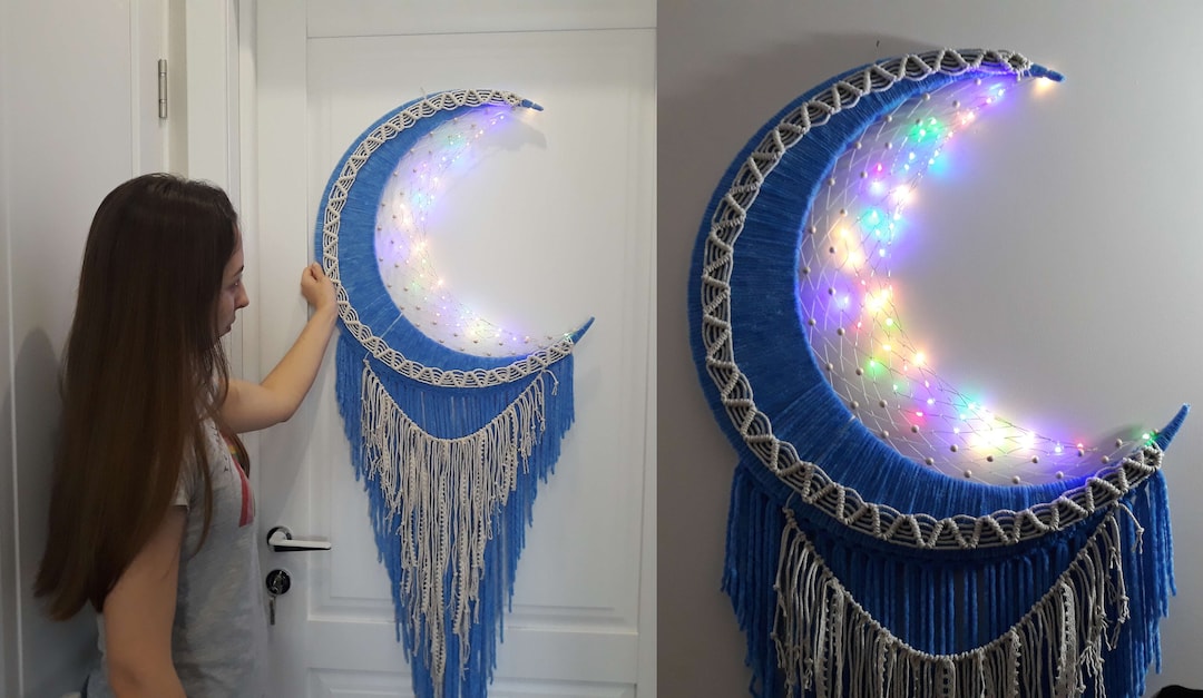 Magic Moon D-24"/luminous Month/ Dreamcatcher/ Decor Fairy Light ...