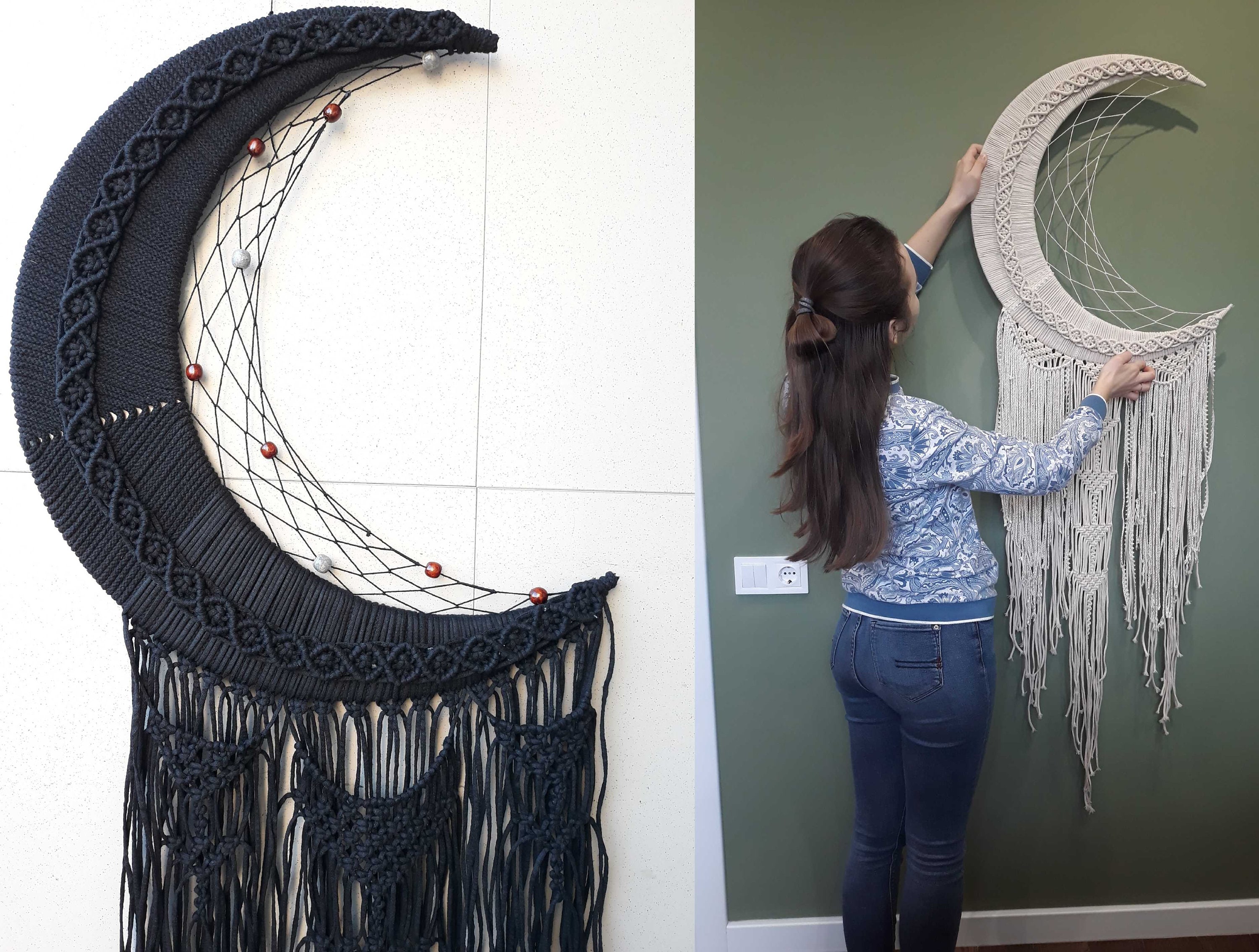 Macrame Crescent Moon 242017/ | Etsy