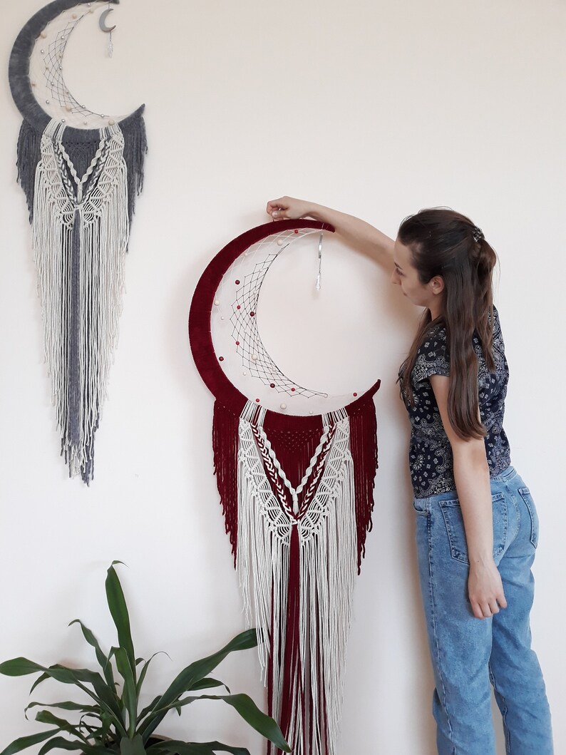 XL Macrame Crescent Moon/ Moon Macrame Wall Hanging/ - Etsy