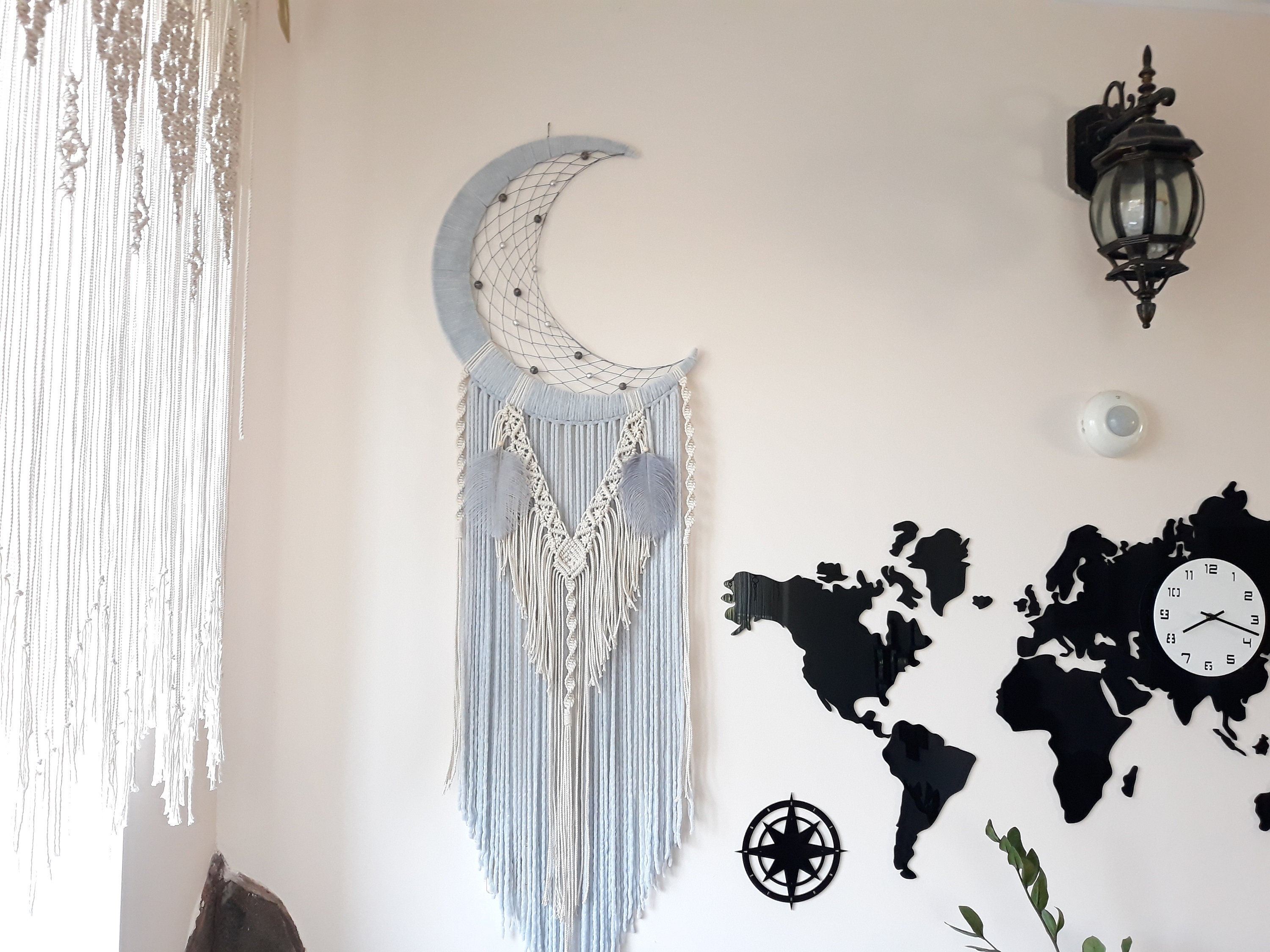 Macrame Crescent Moon/ Dreamcatcher/ Moon Macrame Wall | Etsy
