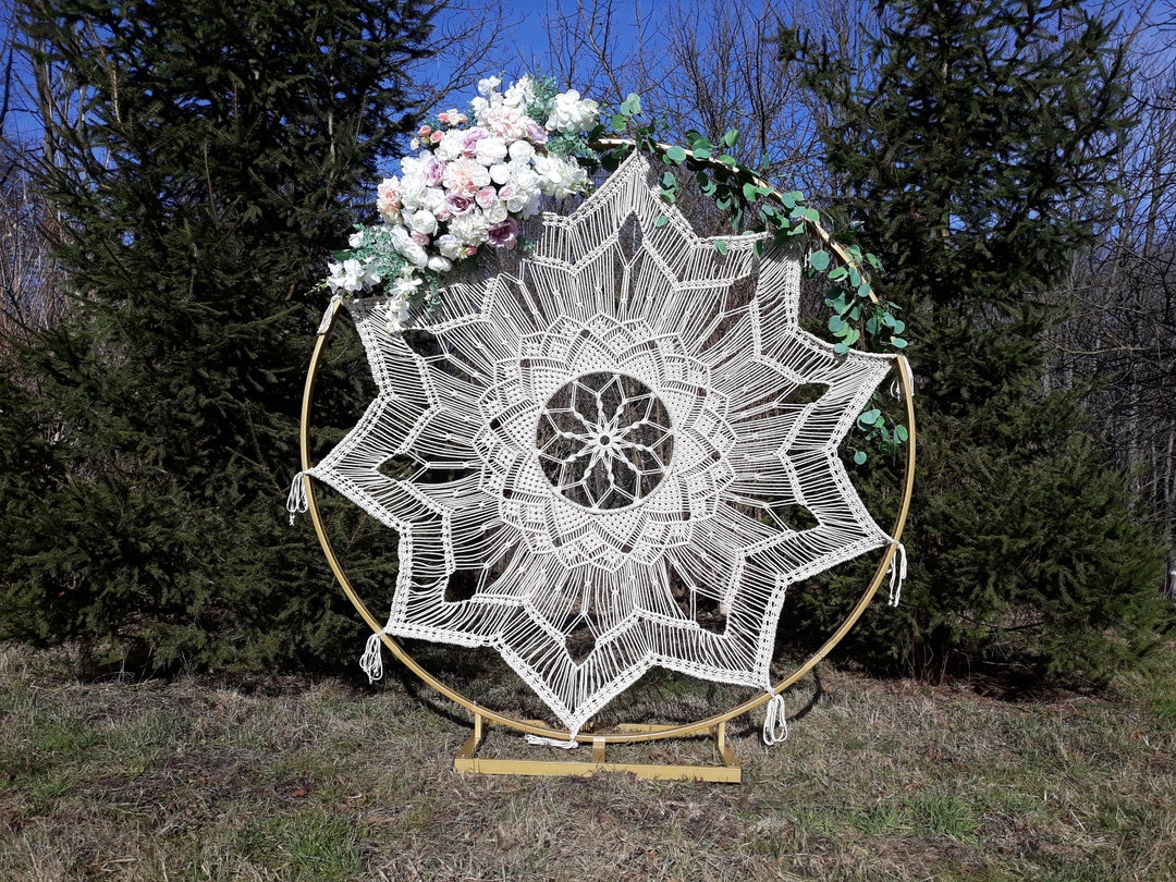 Macrame Wedding Backdrop/ Round Wedding Arch/ Macrame Decor/ Ceremony ...