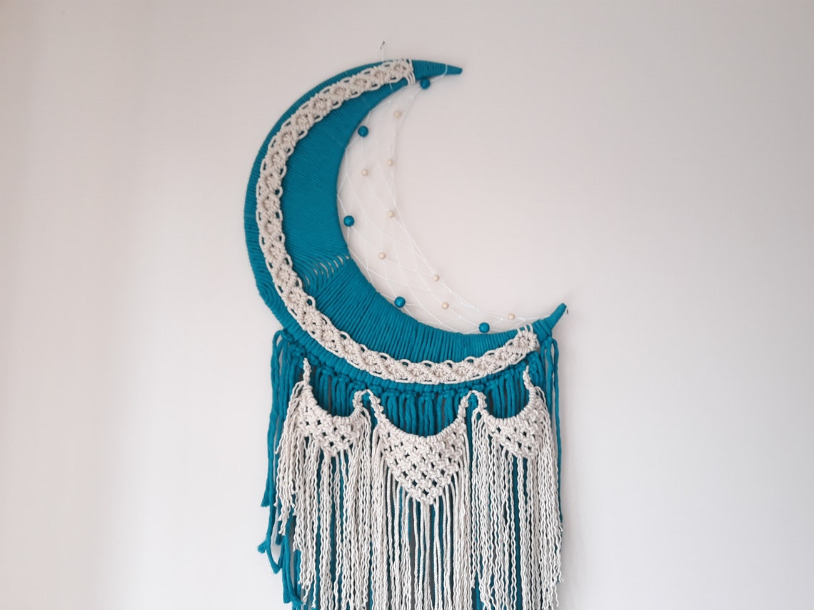 Macrame Crescent Moon/ Dreamcatcher/ Moon macrame wall | Etsy
