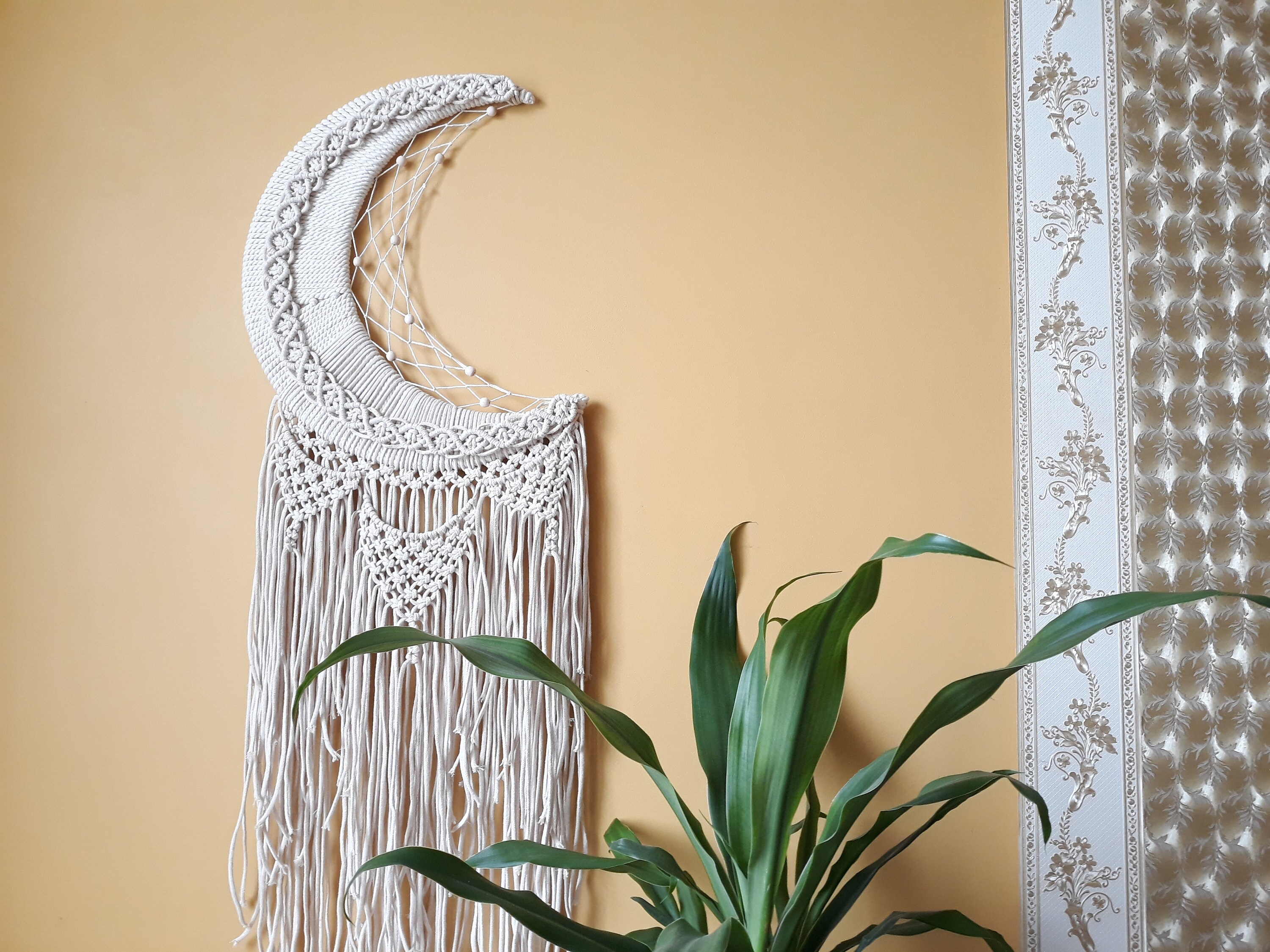 Macrame Crescent Moon 242017/ | Etsy