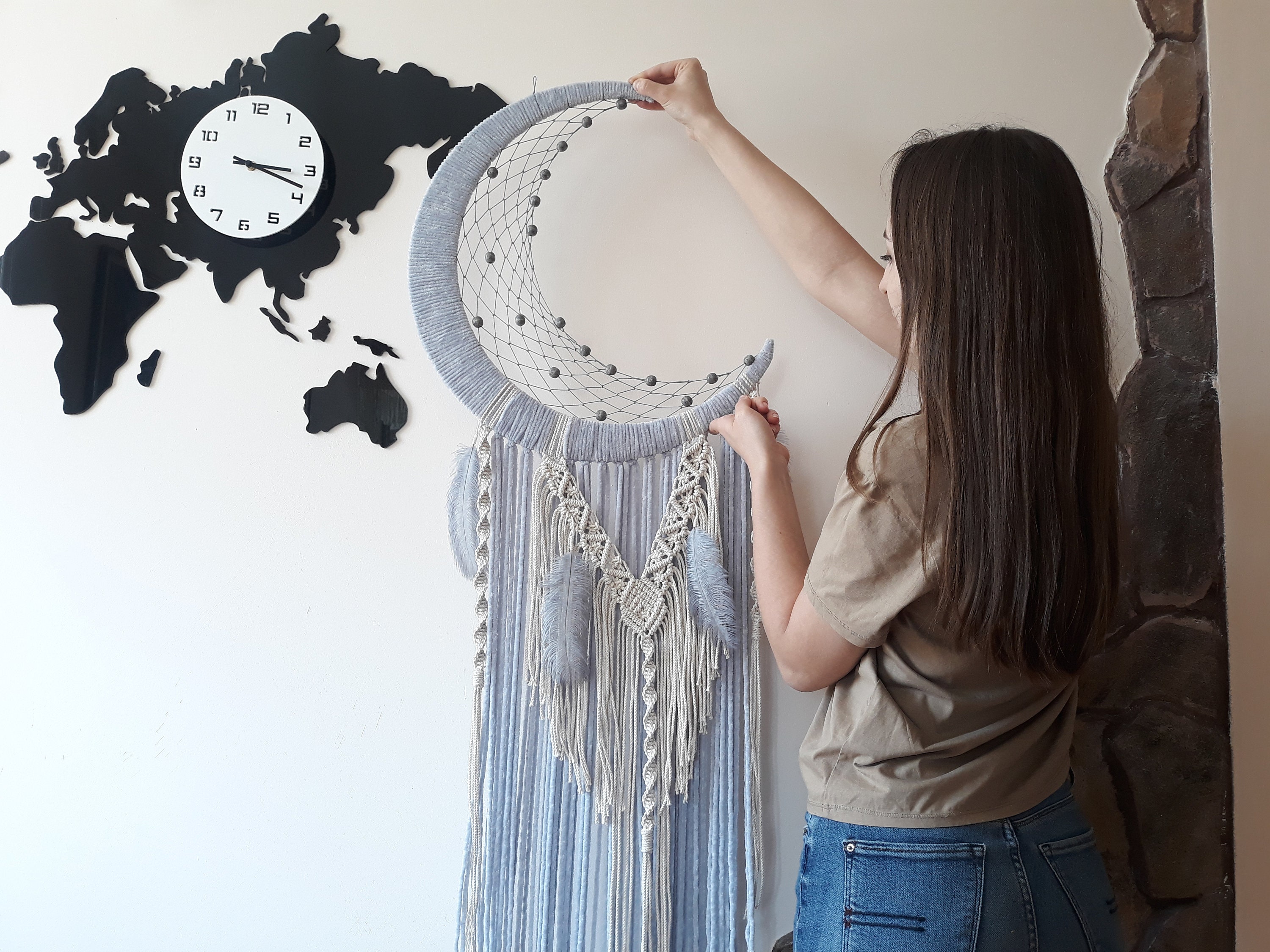 Macrame Crescent Moon/ Dreamcatcher/ Moon Macrame Wall | Etsy