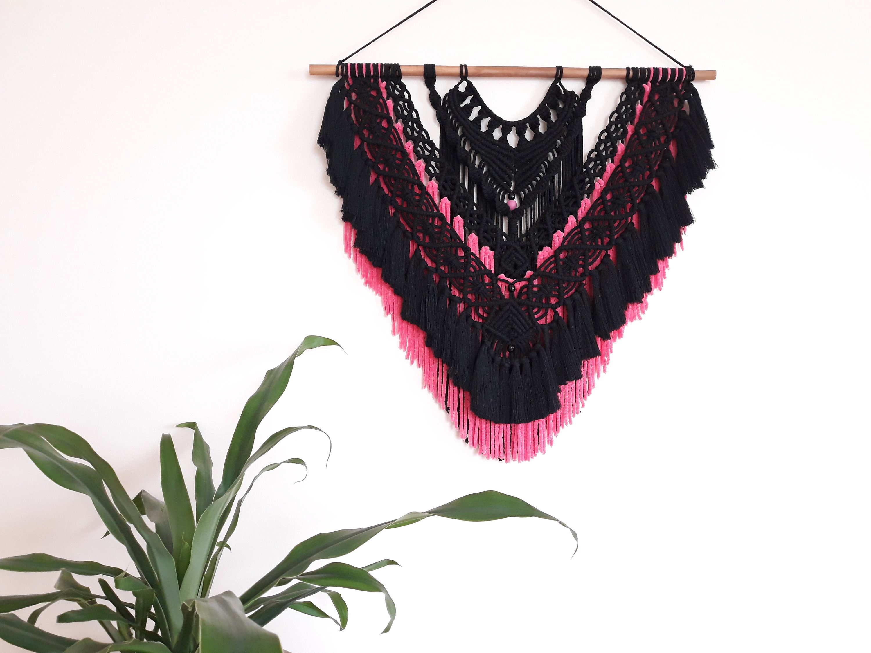 Large Black Macrame Wall Hanging/wall Tapestry/ Woven Wall Hanging ...