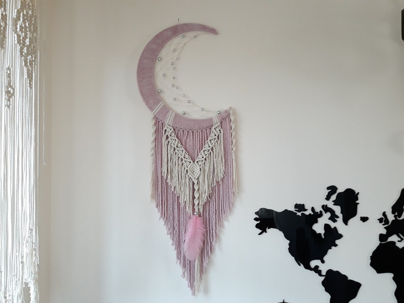 Macrame Crescent Moon/ Dreamcatcher/ Moon macrame wall | Etsy