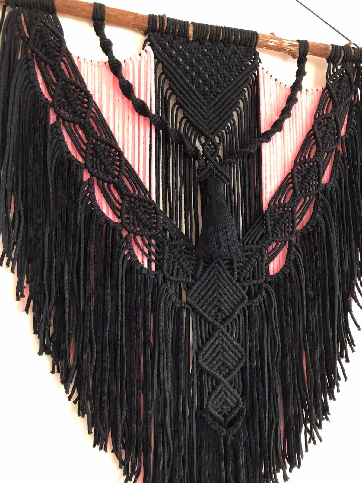 Large Black Macrame Wall Hanging/Wall Tapestry/ Woven Wall | Etsy