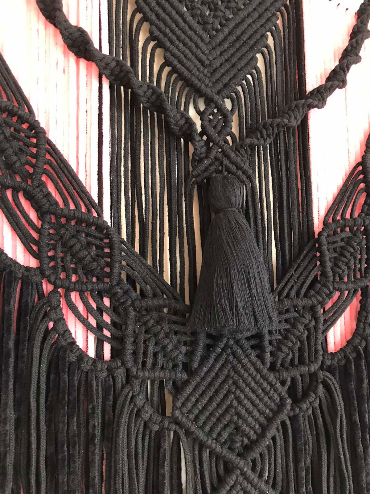 Large Black Macrame Wall Hanging/Wall Tapestry/ Woven Wall | Etsy