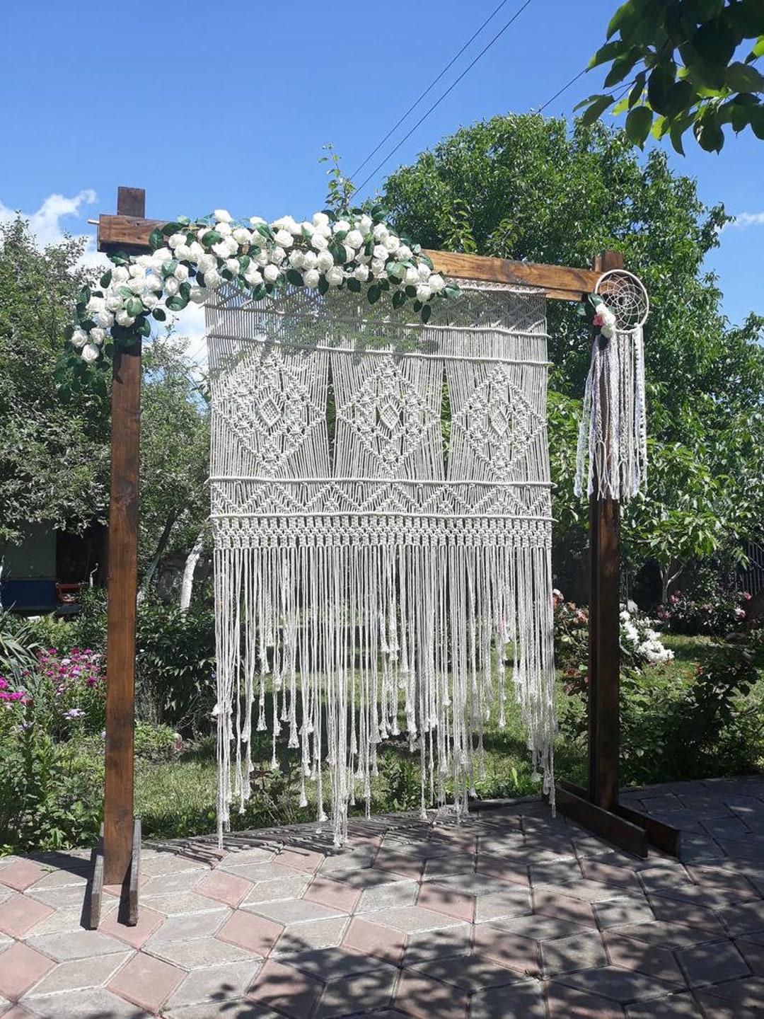 Macrame Wedding Backdrop/ Rustic Wedding Decor/ Hanging/ Large Macrame ...