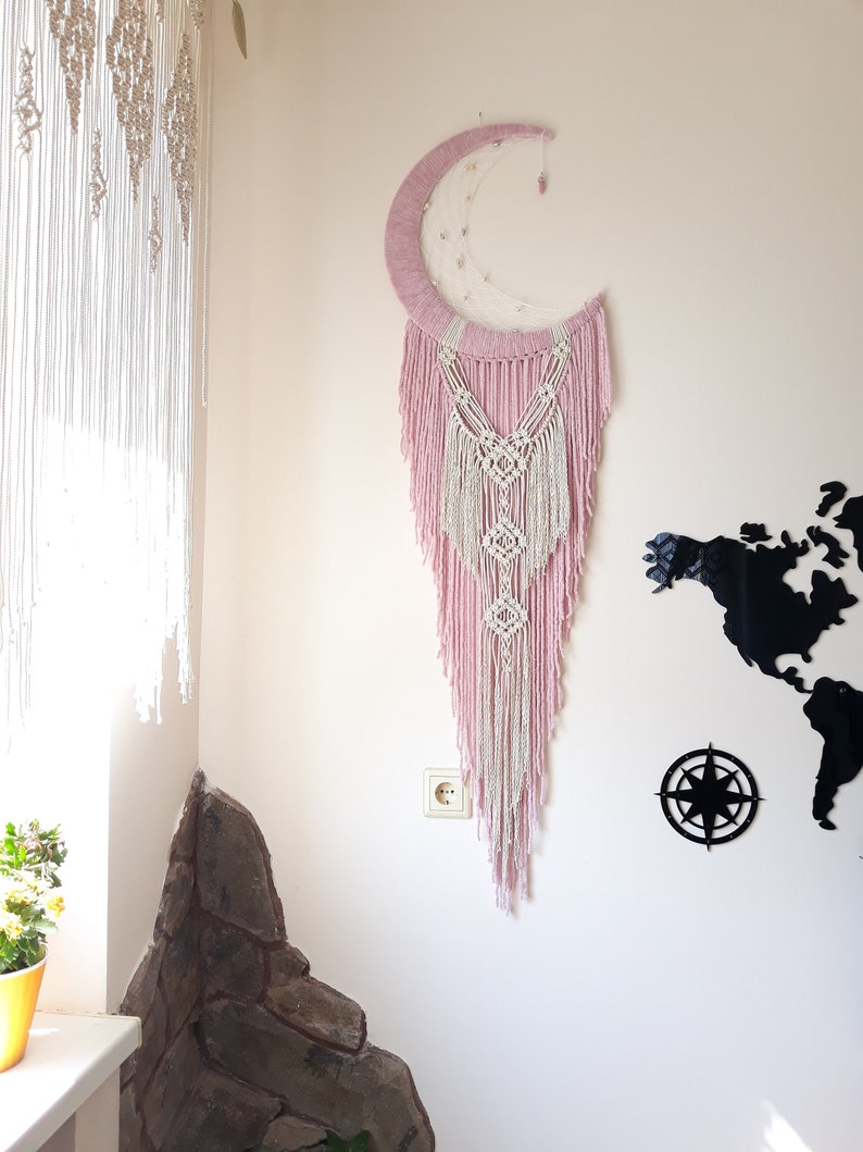 Macrame Crescent Moon/ Dreamcatcher/ Moon Macrame Wall - Etsy