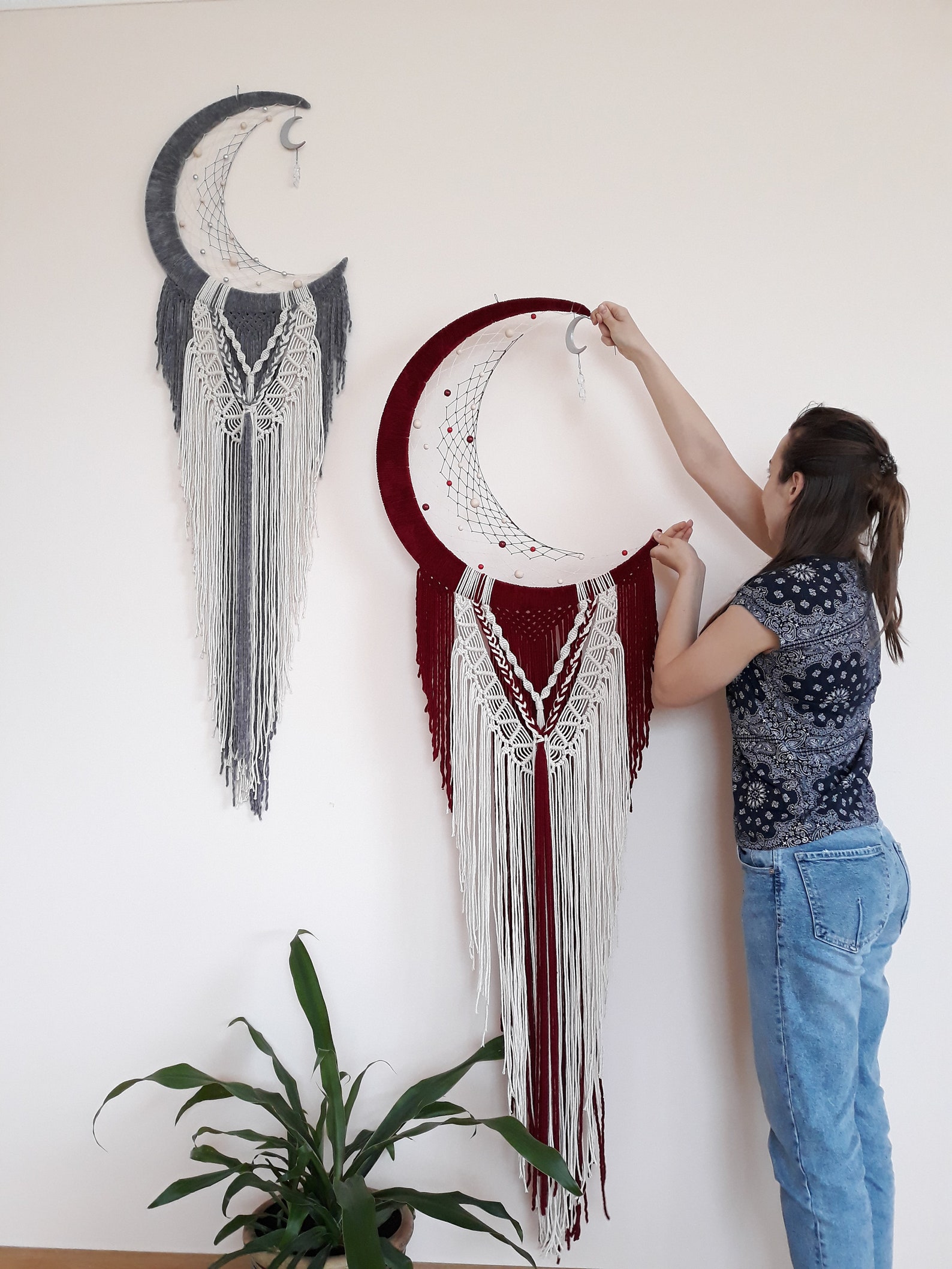XL Macrame Crescent Moon/ Moon Macrame Wall Hanging/ - Etsy